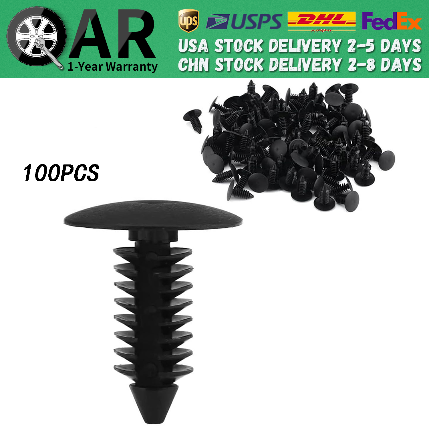 100pcs Nylon Retainer Clips Christmas Tree Fasteners for GM 1595864 ...