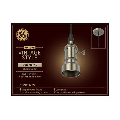 GE+Lighting+93101844+Vintage+Light+Pendant+Fixture%2c+Gun+Metal+Finish+ ...