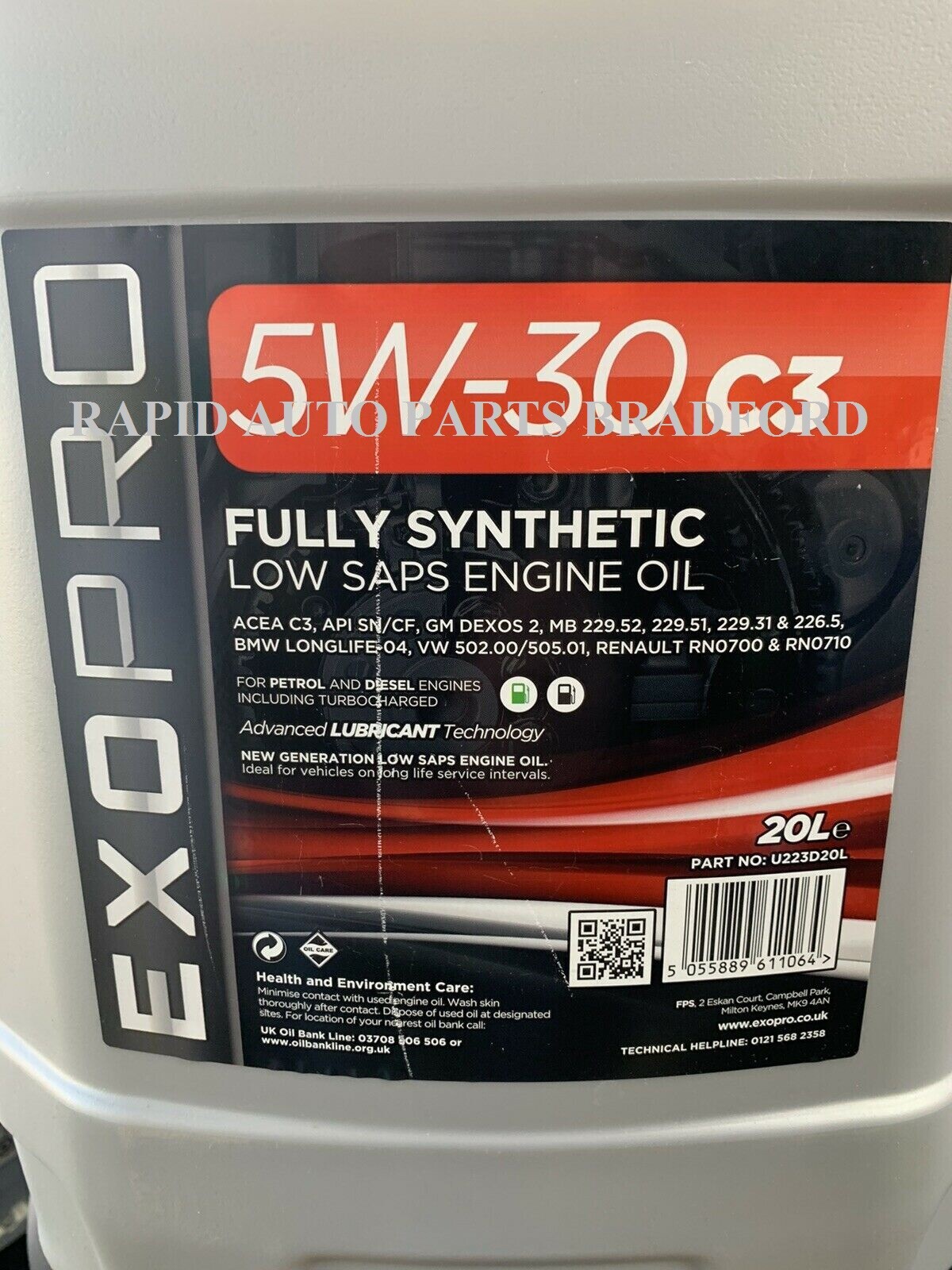 EXOPRO Fully Synthetic Engine Oil 5w30 20L | eBay UK