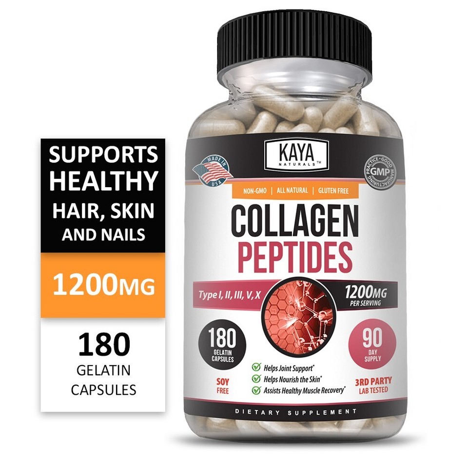 COLLAGEN PEPTIDES Types I, II, III, V, X 180ct Pills Anti-Aging Skin ...