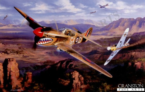 112 Squadron Ace Billy Drake Aviation Art Print P-40 Kittyhawk Nicholas ...