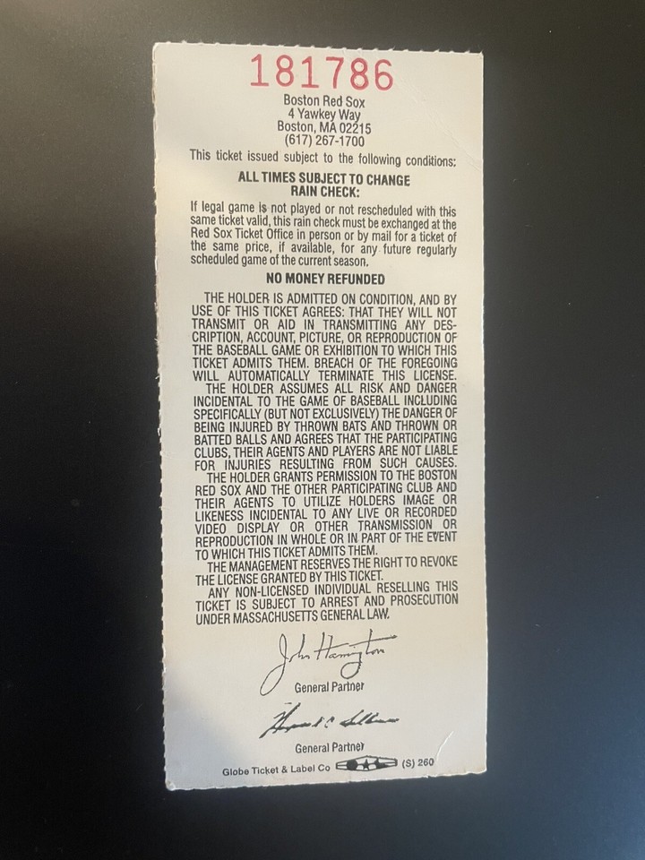 Boston Red Sox Ticket Stub : June 11, 1993 vs. Orioles - Fenway Park | eBay