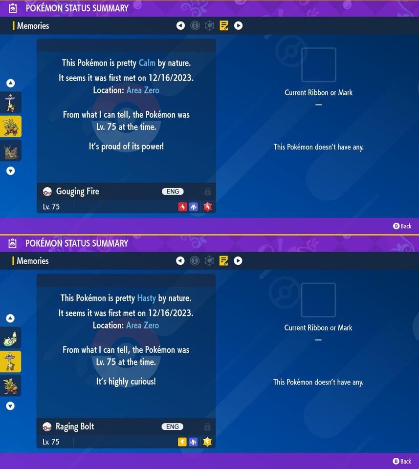 Gouging Fire & Raging Bolt Bundle Lv.75 Paradox Non-Shiny Pokemon ...