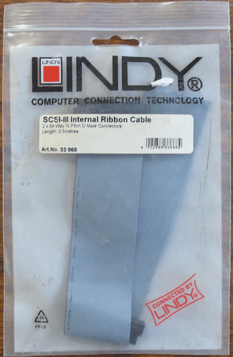 Lindy SCSI-III Internal RIbbon Cable 2 x 68 way 1/4 Pitch D Male ...