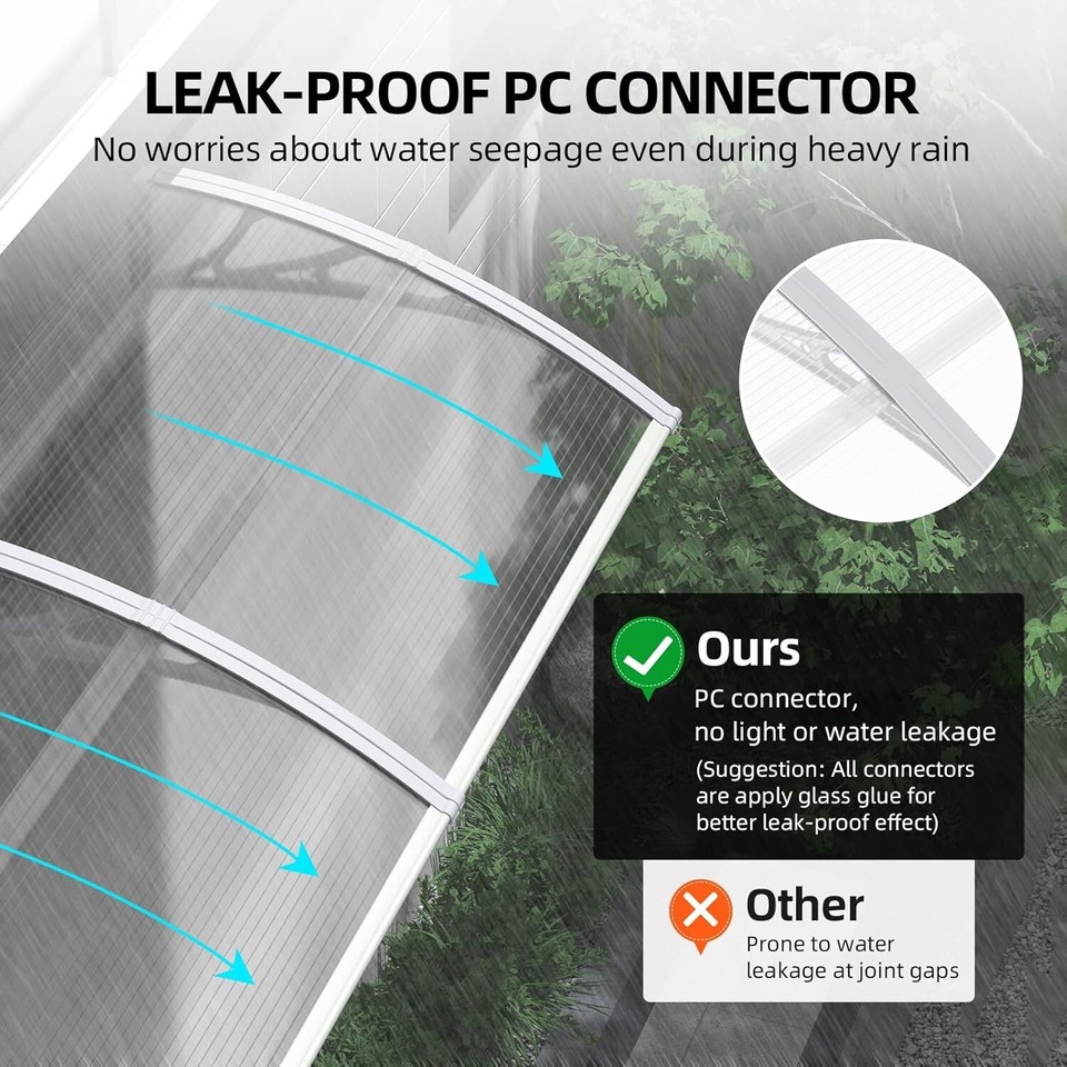 High Transmittance 30"x48" Window Awning Front Door Canopy Exterior ...