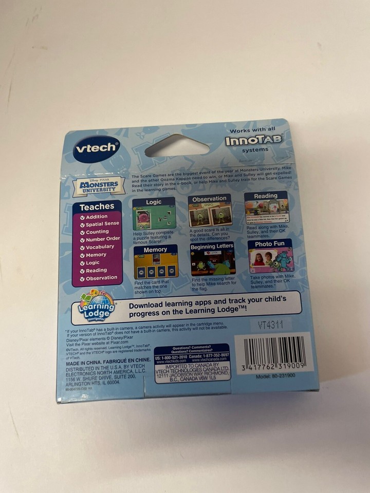 Vtech Innotab 3s game Disney/Pixar Monster University 2013 | eBay