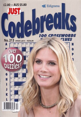 CODEWORD PUZZLES BOOK JUST CODEBREAKS MAGAZINE ISSUE 213 100 PUZZLES ...