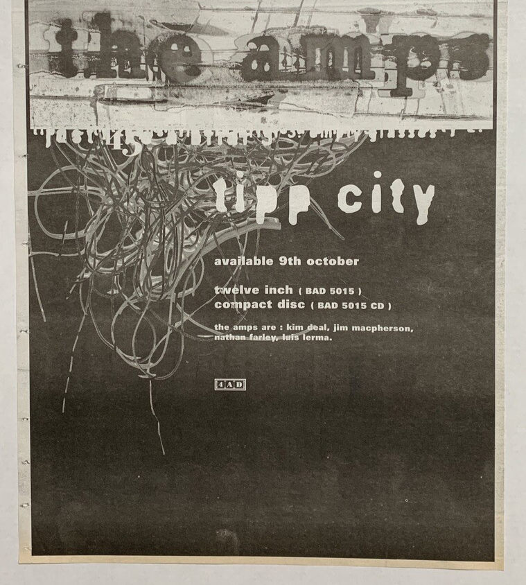 THE AMPS 1995 UK PRINT ADVERT TIPP CITY Breeders Kim Deal Pixies PACER ...
