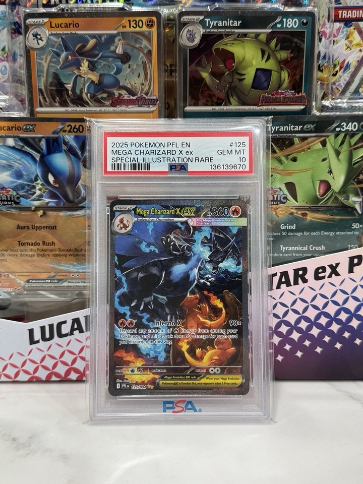 Pokemon Mega Charizard X Ex #125 SIR Phantasmal Flames PSA 10 GEM MINT ...