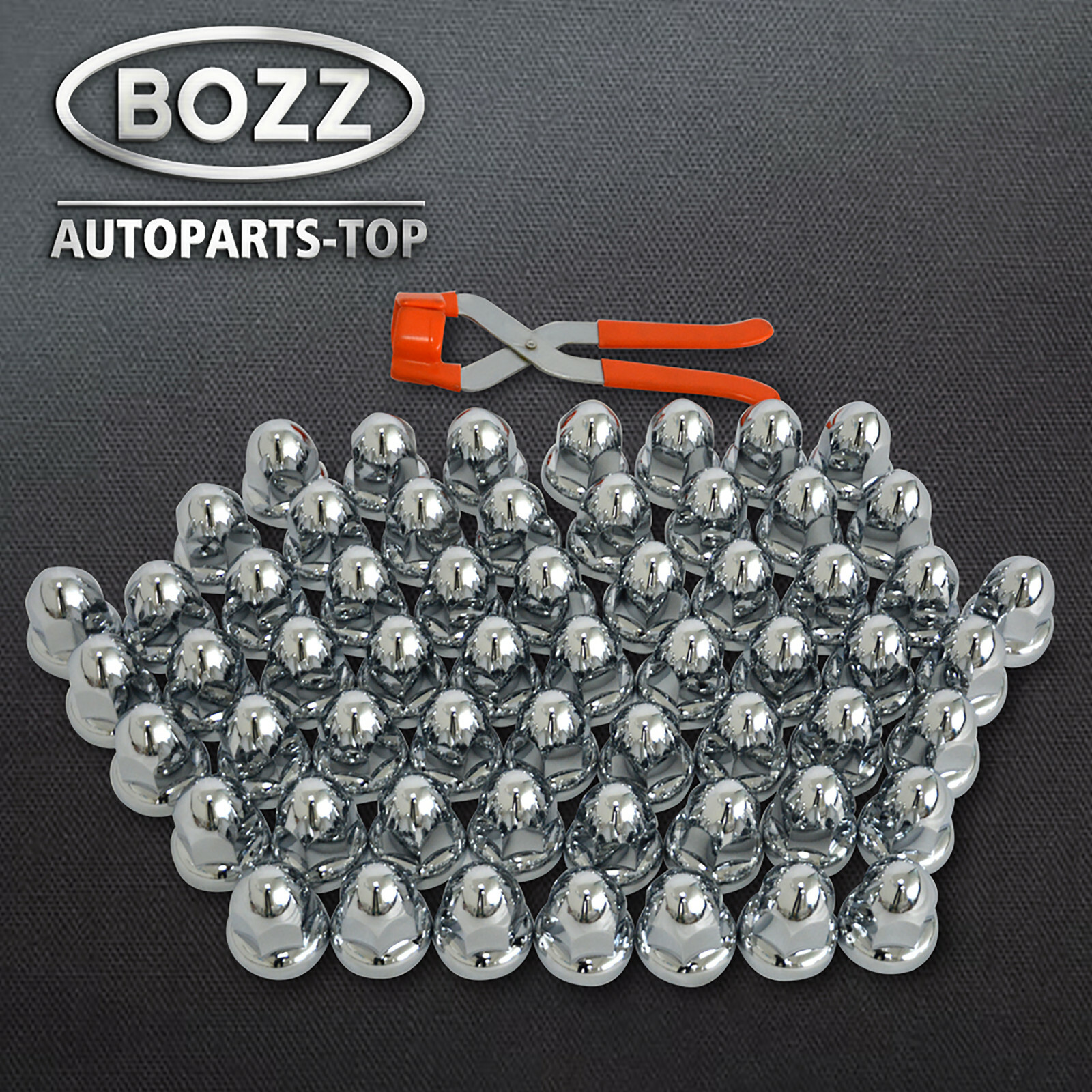 60 Chrome ABS Plastic Pointed Lug Nut Covers, 33mm Flanged W/ Removal ...