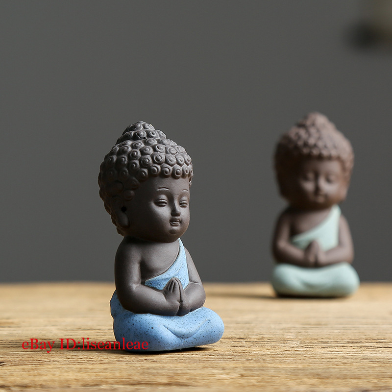 Handmade Tathagata Statue Purple Clay Tea Pet Zen Style Artware Study ...