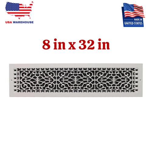 Victorian Wall Mount 8 x 32 in. Polymer Decorative Return Heat Air Vent ...