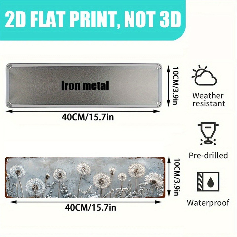 Vintage Dandelion Metal Sign Rustic Floral Decor Garden Inspired Home ...