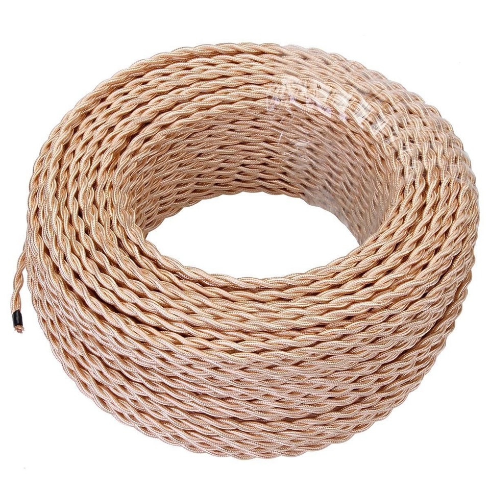 2/3 Core Twisted Braided Fabric Cable Vintage Coloured Style Wire Lamp ...