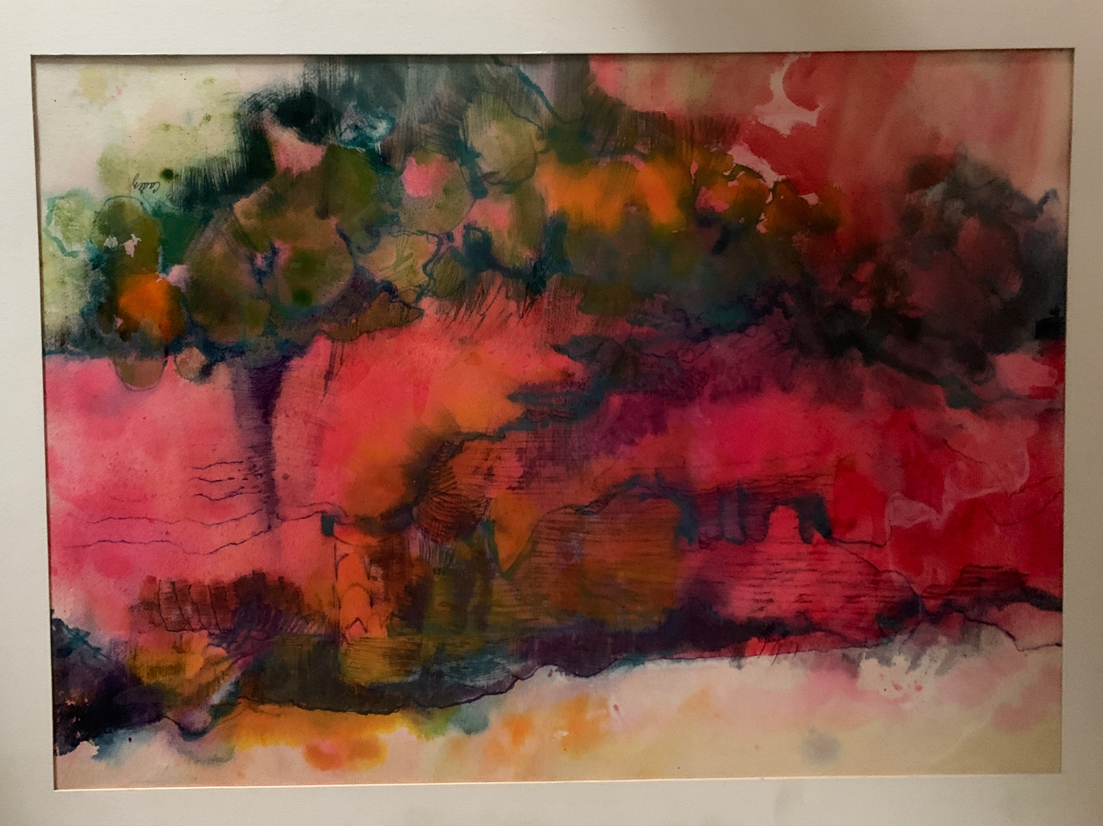 Robert Cadez Watercolor Abstract (1942-2020) Rare Bicycle 36x28 Detroit ...