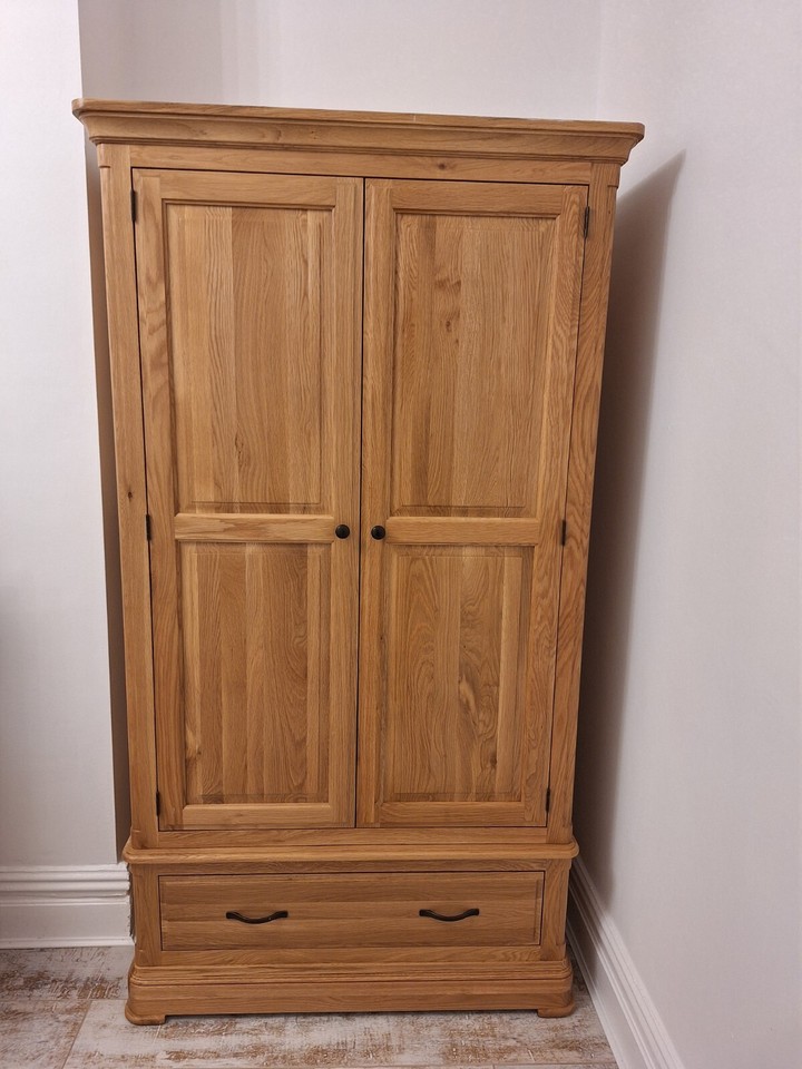 solid oak double wardrobe x2 from oak furniture land great condition | eBay UK
