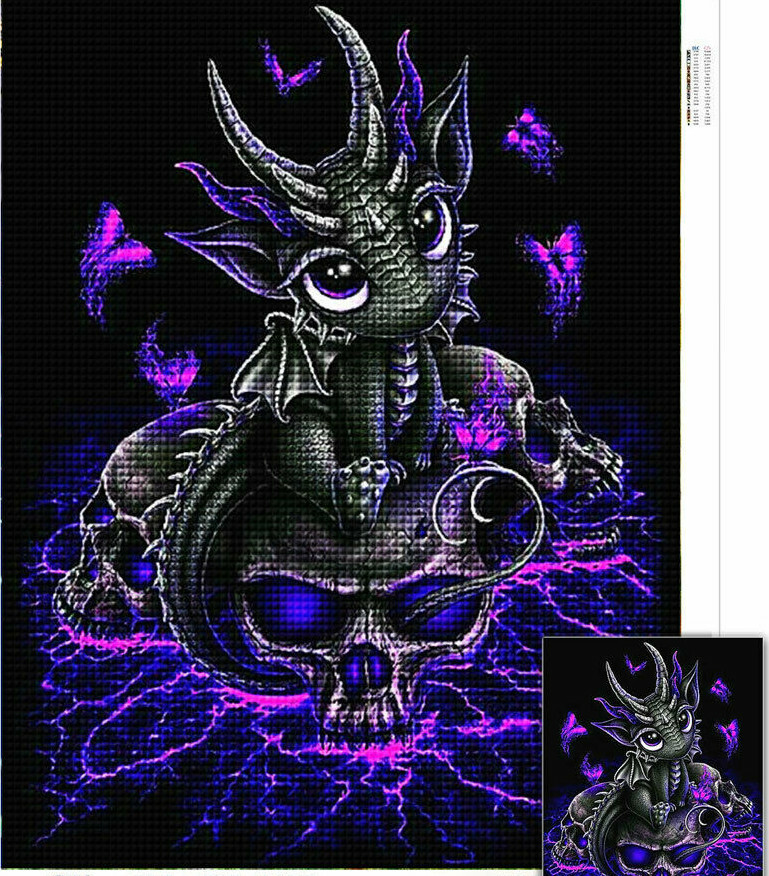 Purple Dragon Skulls On Fire