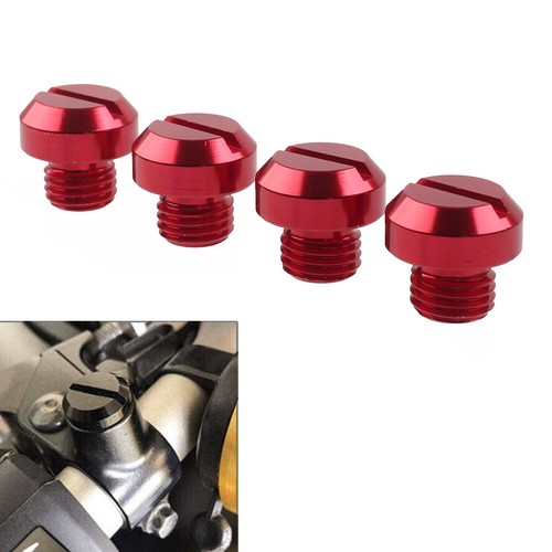 4x Mirror Hole Blanking Plugs M10 Screws Bolts Cap Kit Red Universal ...