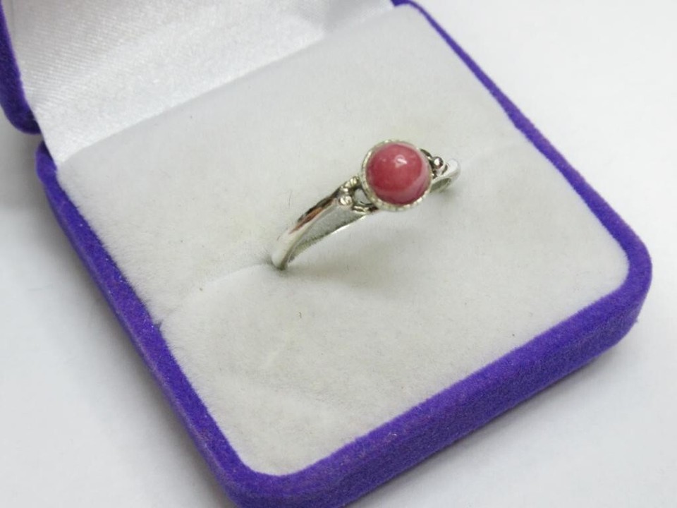 Vintage Soviet Silver 916 Ring Rhodonite Stone USSR Era Women’s Jewelry ...