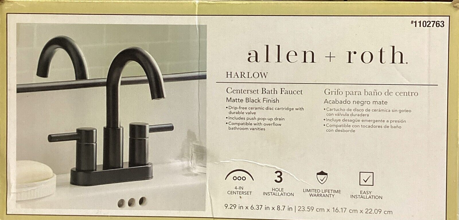 allen + roth Harlow Matte Black 4-in centerset 2-handle WaterSense High ...