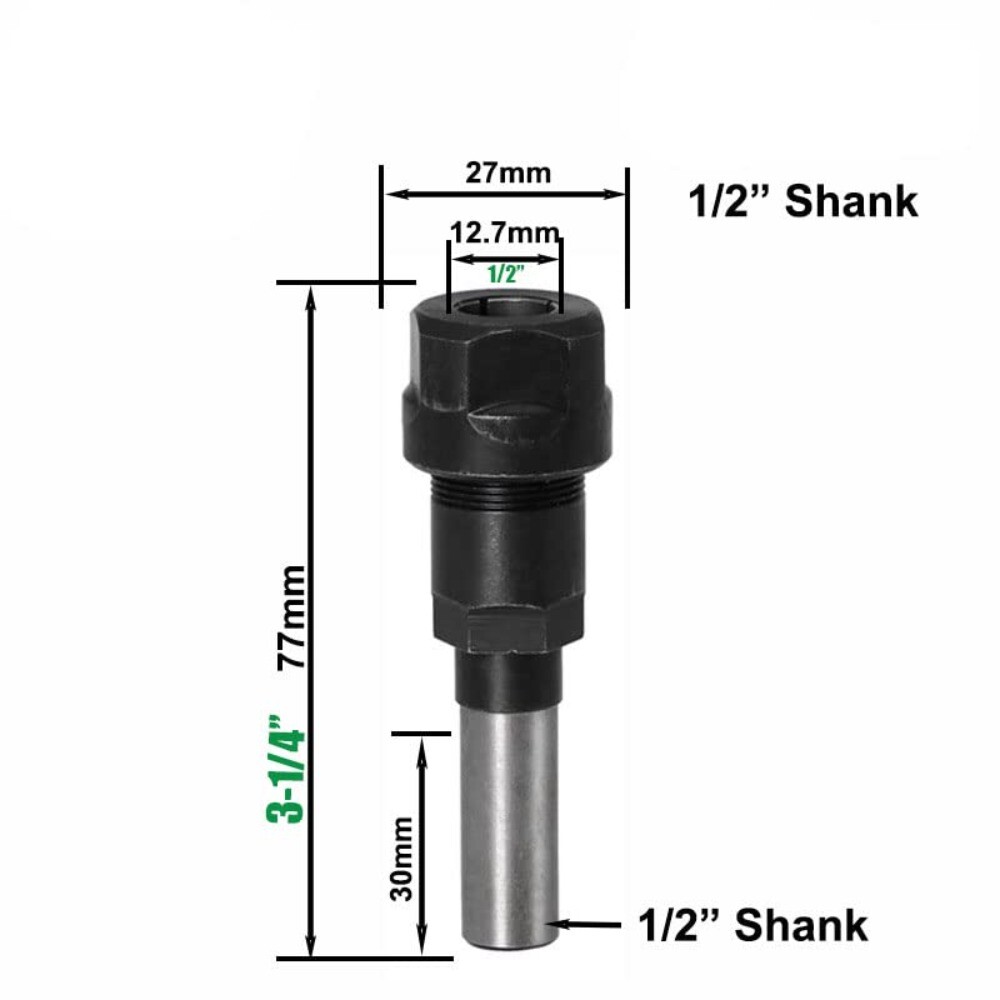1/2-Inch Collet Extension Hard Alloy Adapter Shank Router Bit Shank ...