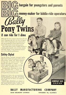 Pony Twins - Dual Kiddie Ride On Coin-Op - Vintage Ad Image - 4 x 6 in ...