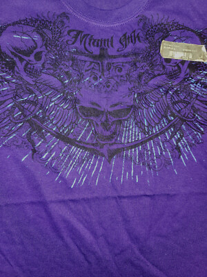 Miami Ink 3 Black Skull Purple Adult T-shirt | eBay