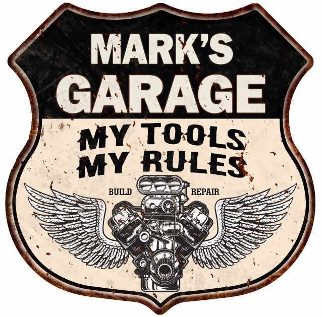 MARK'S Garage My Tools My Rules V8 Wings 12x12 Metal Sign 211110026017 ...