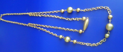 Vintage Chain Necklace - DOUBLE GOLD TONE CHAIN & BEAD -LONGEST CHAIN ...