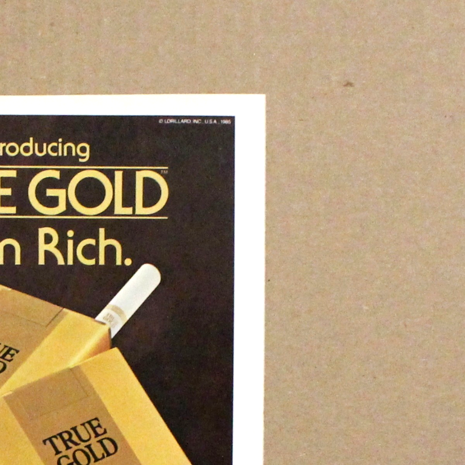 True Gold Cigarettes 1985 Vintage Original Magazine Paper Advertisement ...