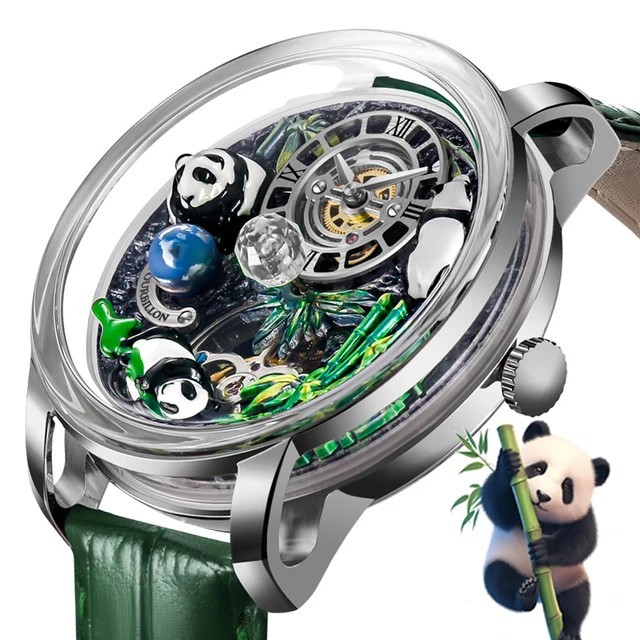 2025 Luxury Panda Series Rotating Crystal Ball Mechanical Men’s Watch ...