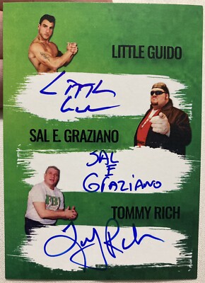 ECW FBI Triple auto Card Guido Big Sal Graziano Tommy Rich signed auto ...