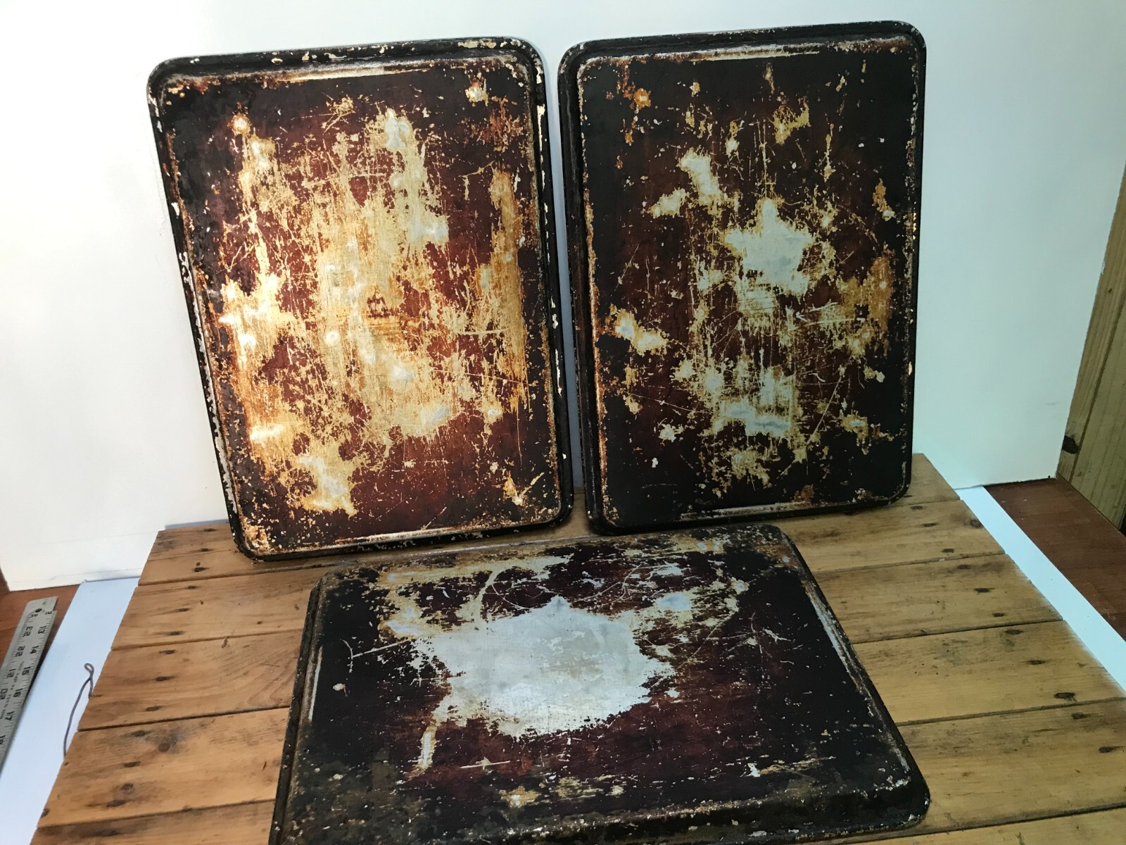 lot 3 Pizza Pans Lincoln Wearever commercial aluminum baking pan 18" x ...