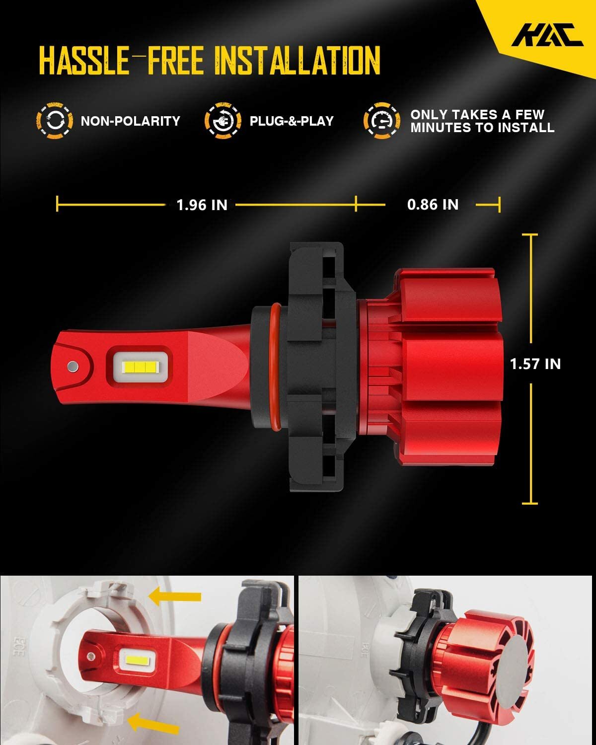 2504 LED Fog Light Bulb PSX24W 50W White DRL For Chrysler Subaru Jeep ...