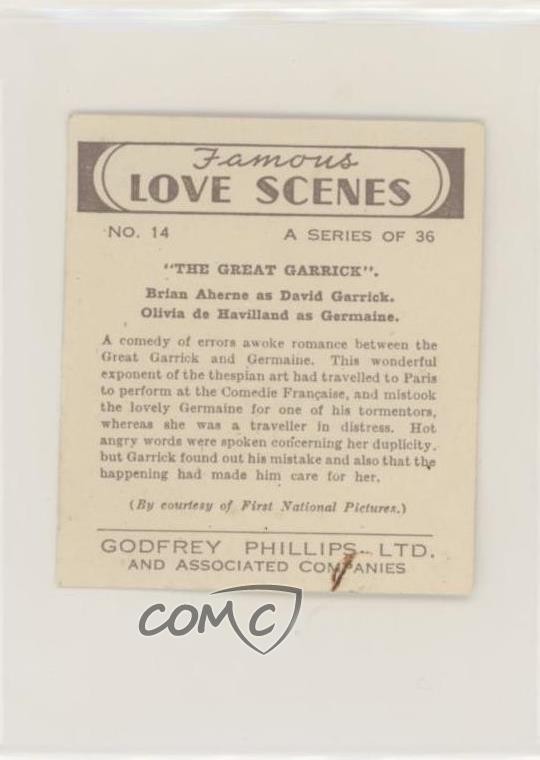 1939 Godfrey Phillips Famous Love Scenes Brian Aherne Olivia de ...