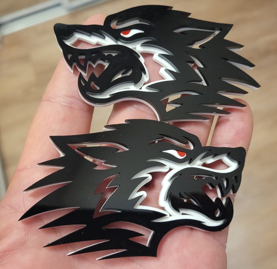 Aggressive Wolf Head Emblem Decals Red Eyes – Black Gloss Car/Truck ...