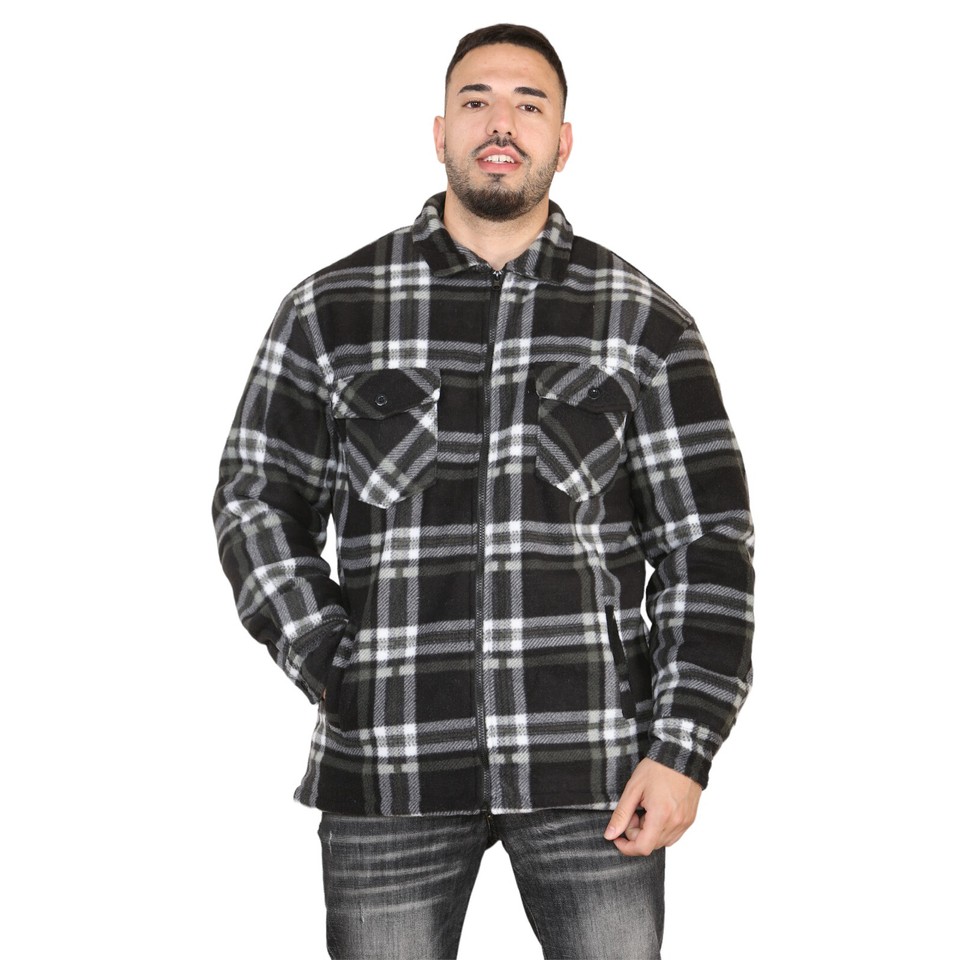 PADDED SHIRT FUR LINED LUMBERJACK FLANNEL WORK JACKET WARM THICK CASUAL ...
