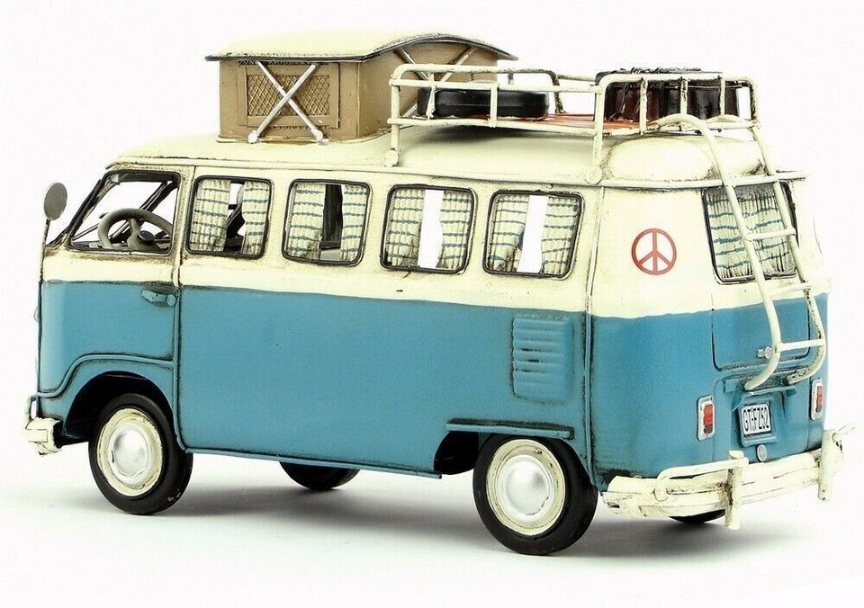 EUROPEAN FINERY VINTAGE METAL BUS MODEL W? ROOF RACK 1:20-SCALE ARTWORK ...