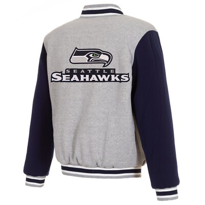NFL Seattle Seahawks Reversible Full Snap Fleece Jacket JHD Embroidered ...