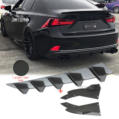 For Lexus IS350 200 Car Rear Fin Diffuser Lip+Wrap Angle Splitters ...