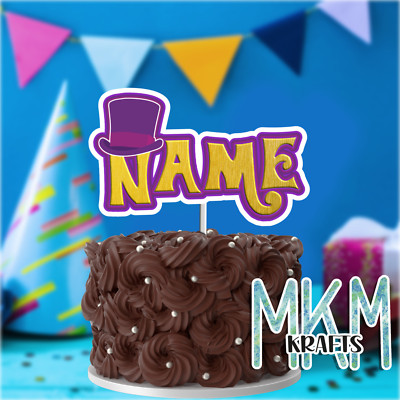 Wonka Inspired Cake Topper Any Name Handmade chocolate theme | eBay UK