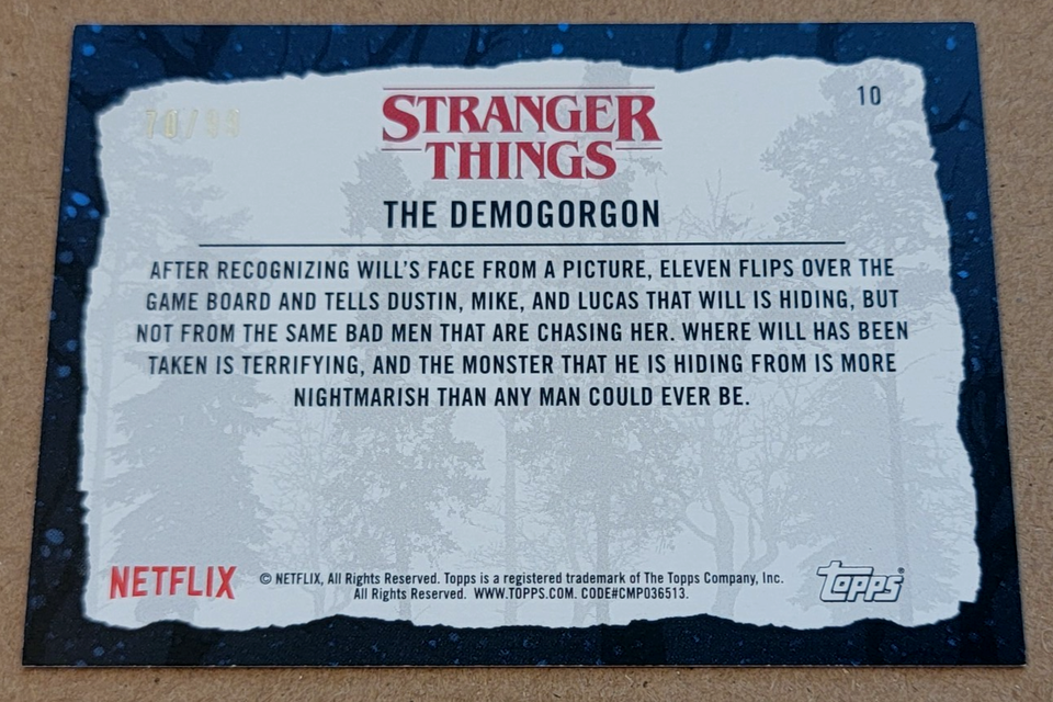 Topps Stranger Things Welcome to the Upside Down #10 Orange Parallel 70 ...