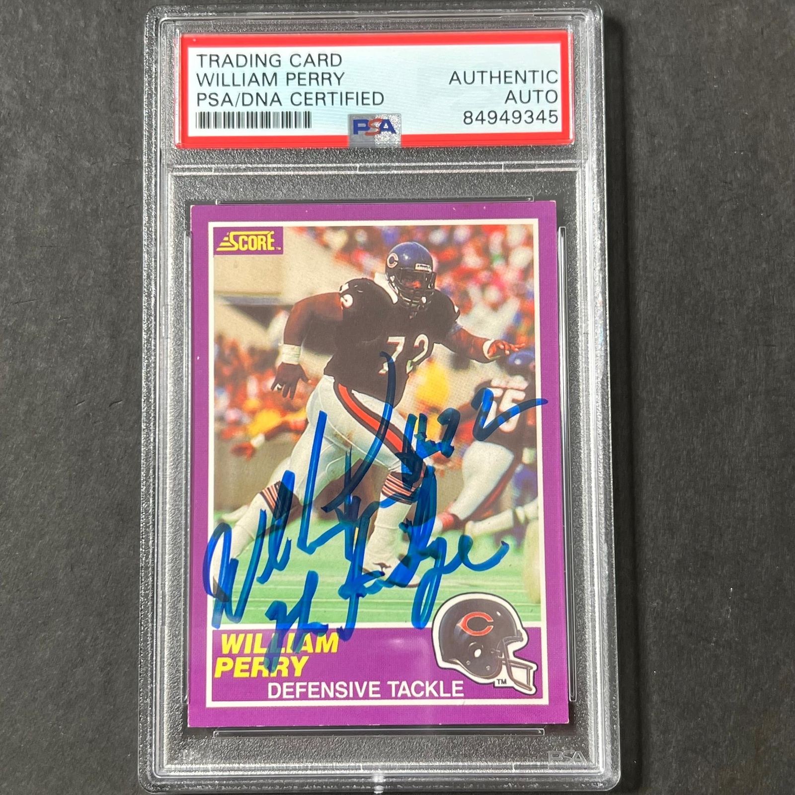 1989 Score #396S William Perry signed card PSA Slabbed Chicago Bears ...