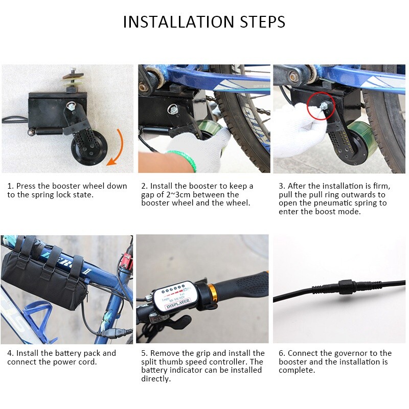 48V 5.2A 300W Bicycle Speed Booster Kit Friction Drive Electric Bike w ...