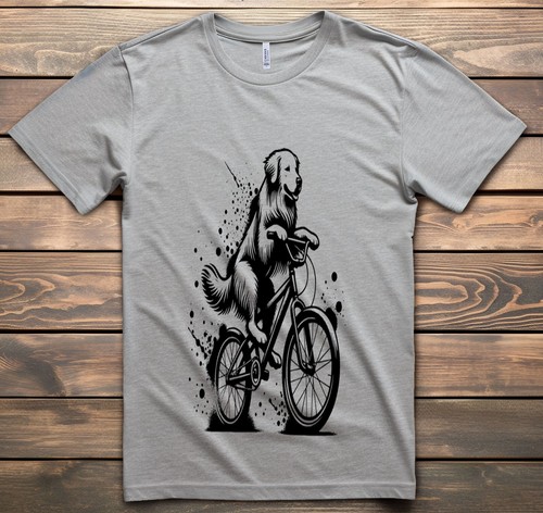 Golden Retriever riding a bike Bella + Canvas T-Shirt | eBay