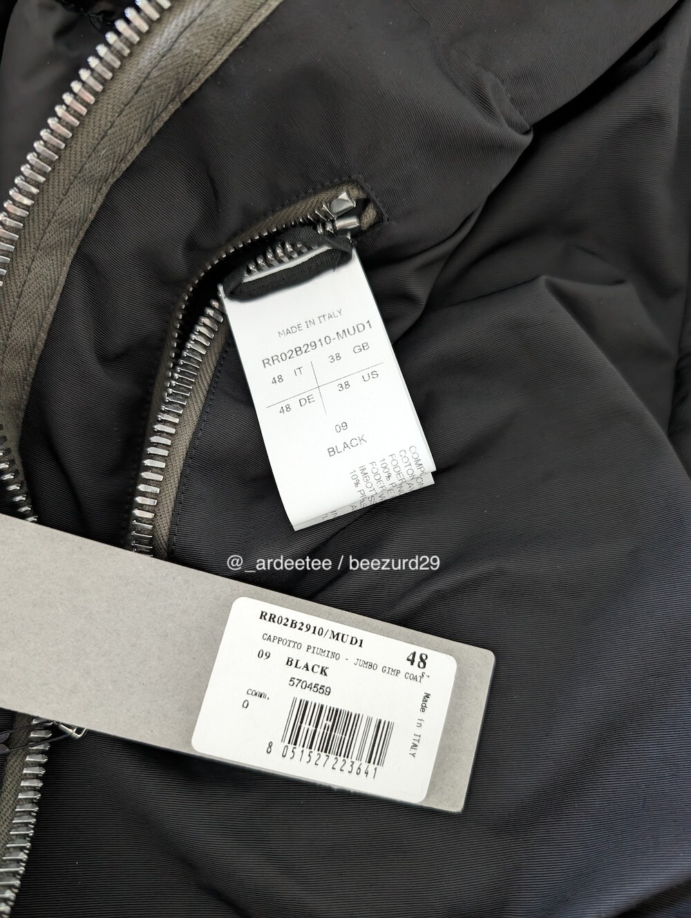 RICK OWENS RARE SAMPLE GOOSE DOWN JUMBO GIMP COAT PARKA FW22 STROBE ...
