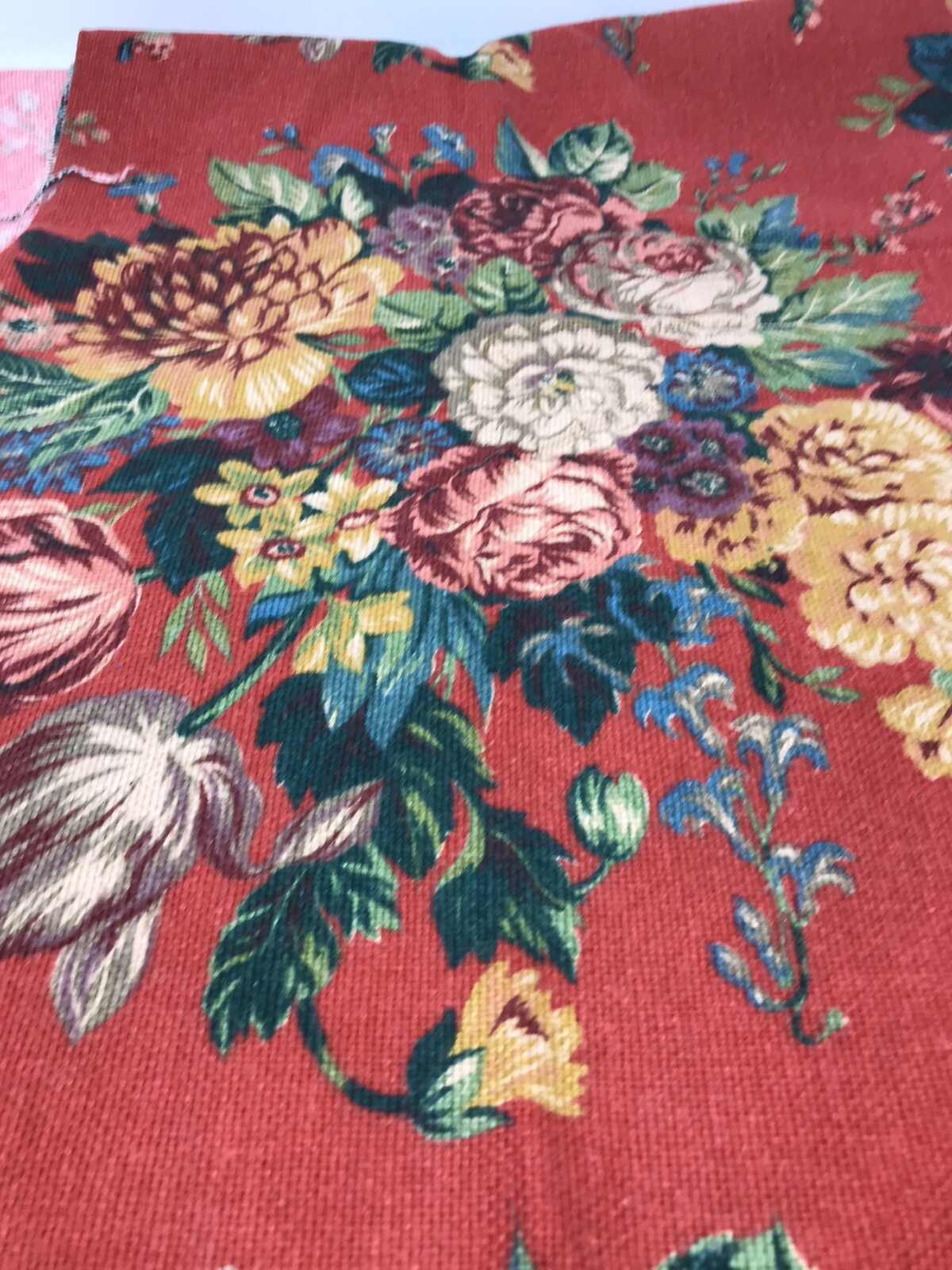 Vintage Rust Orange Floral Flower Large Scale Upholstery Fabric Thick ...