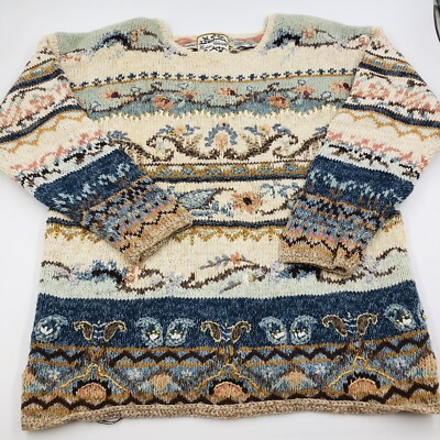 Vtg Heirloom Collectibles Womens Sz L Sweater Floral Beaded 90s Granny ...