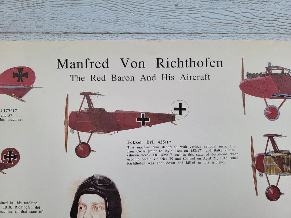 Manfred Von Richthofen The Red Baron & His Aircraft Poster | eBay