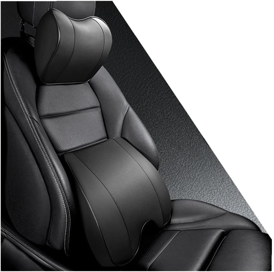 Memory Foam PU Leather Lumbar Pillow - Car Middle/Lower Back Support ...